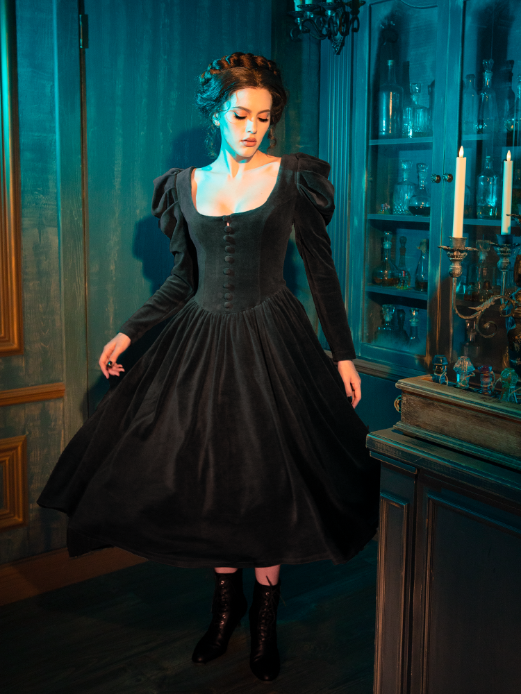 Haunted Beauty Victorian Dress with Victorian Capelet in Black – La ...