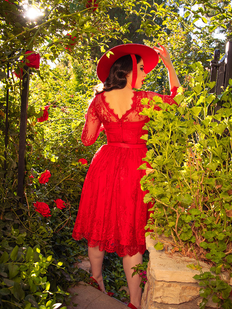 Mourning Dress in Crimson Lace | Gothic Glamour Clothing – La Femme En Noir